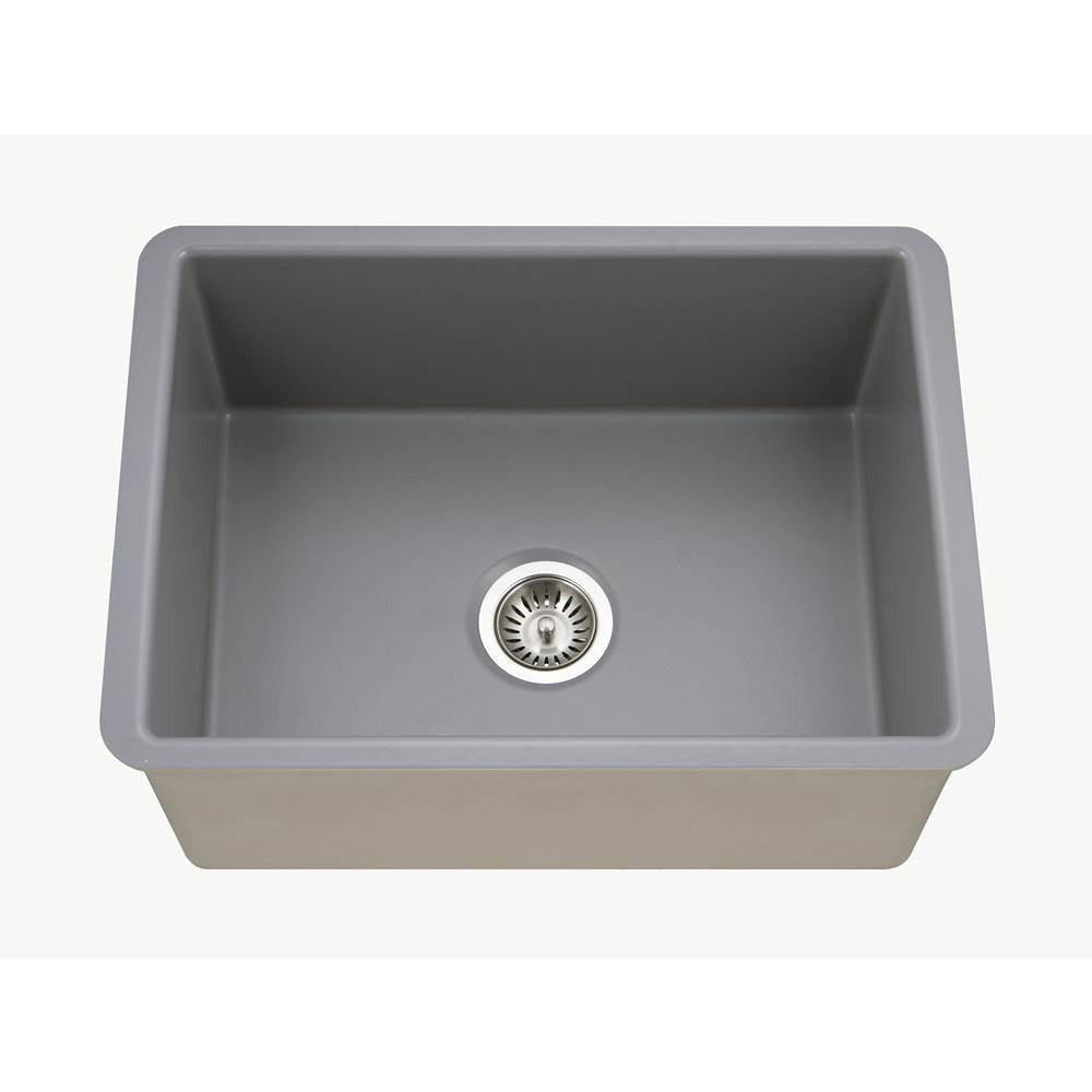 Hamat - CHE-2619SU-MG - Undermount Fireclay Single Bowl Kitchen Sink ...